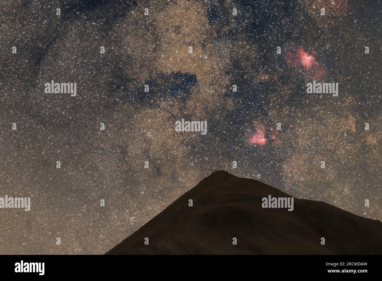 Stars at the night sky with M16 and M17 nebulae in the constellation of ...