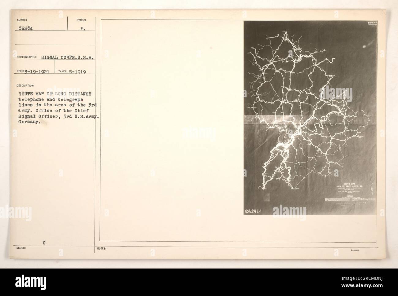A route map showing long distance telephone and telegraph lines in the ...