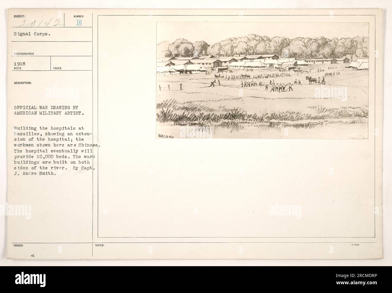 Workers building hospitals at Bazailles, during World War One. The ...
