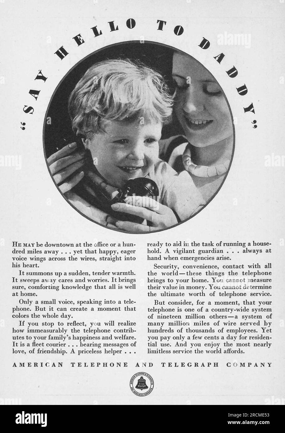 American Telephone and Telegraph Company, Bell telephone system advert ...