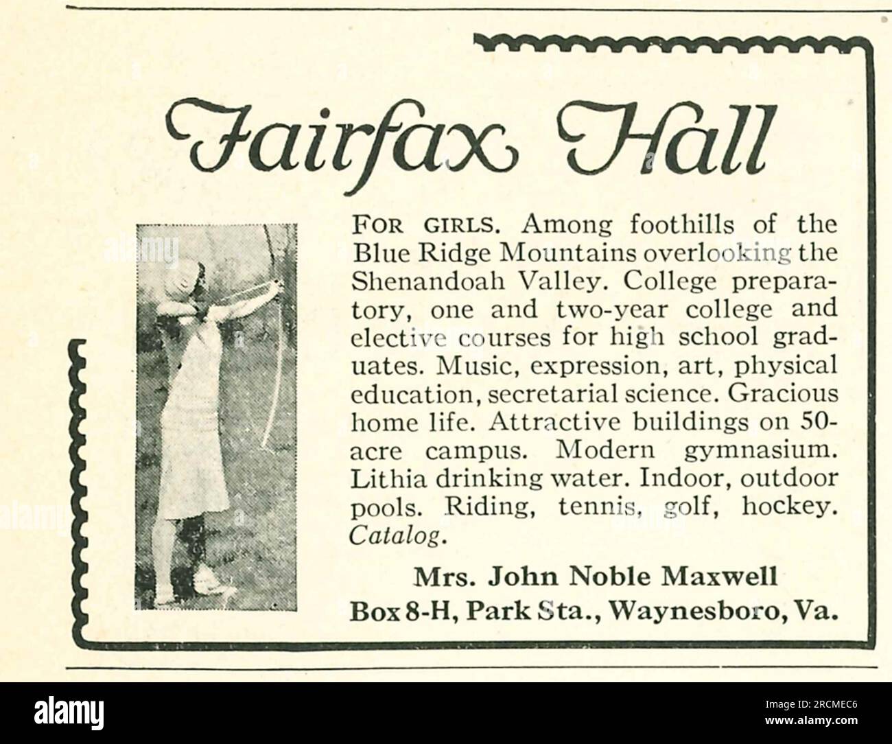 Fairfax Hall College preparatory school for girls, girls gymnasium ...