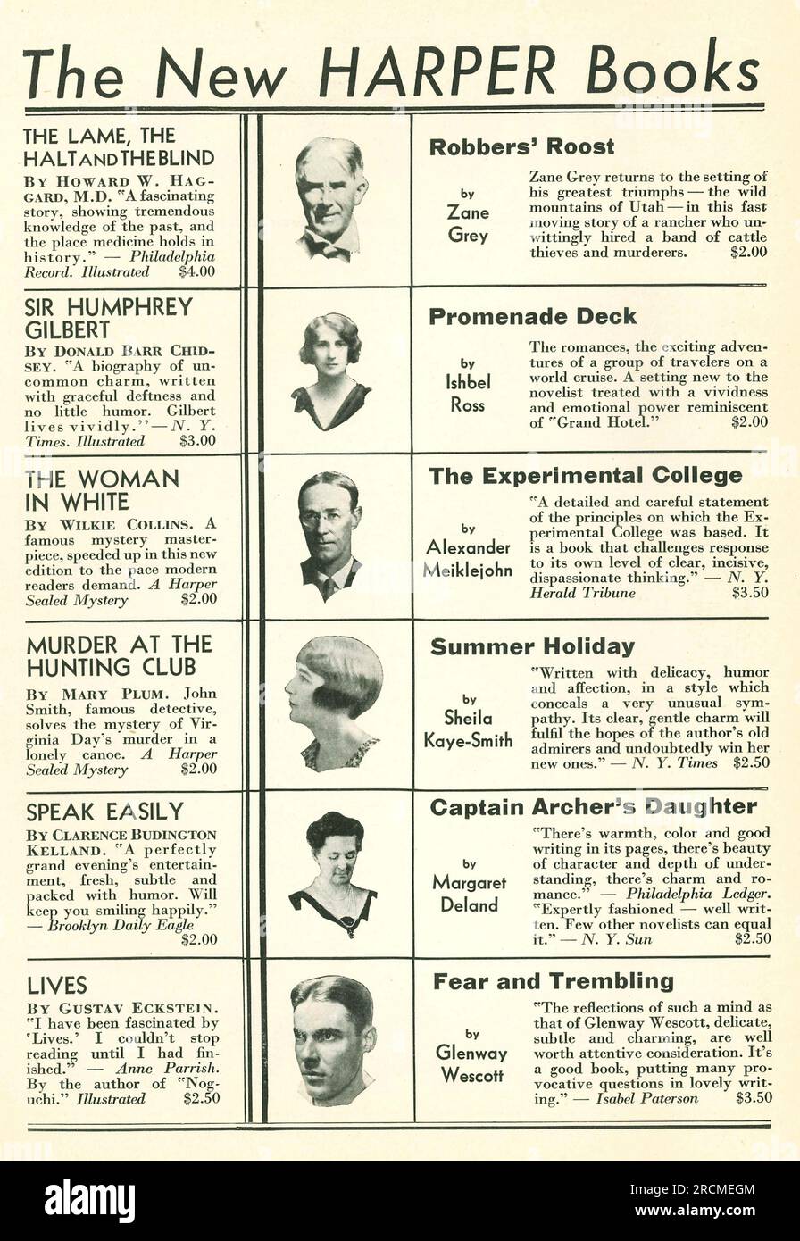 New Harper Books advert in a magazine August 1932 Stock Photo - Alamy