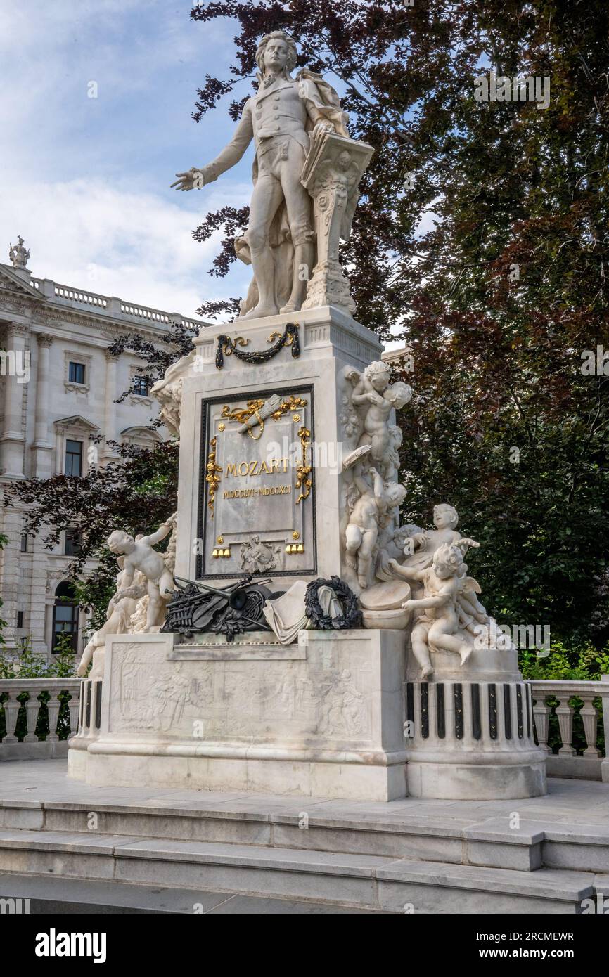Vienna, AT – June 9, 2023 - Vertical view of the historic Mozart ...