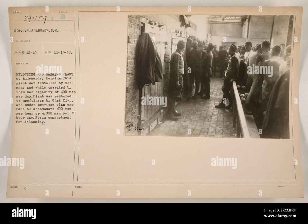 This photograph shows the delousing and bathing plant at Audenarde ...
