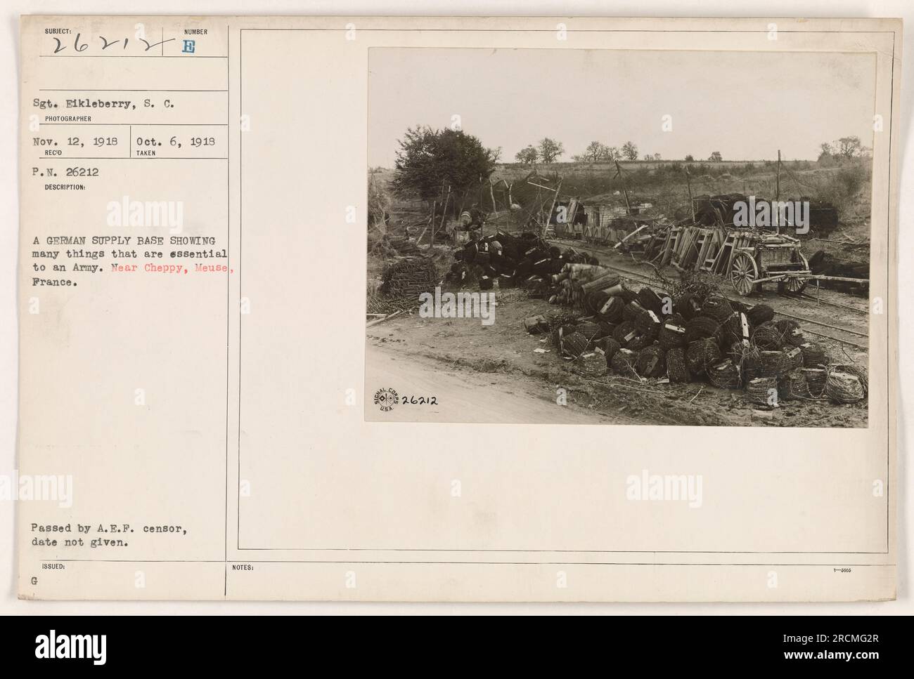 A photograph taken by Sergeant Eikleberry on November 12, 1918 shows a ...