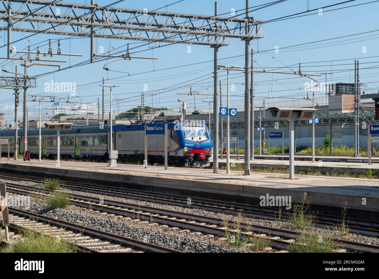 transport, Rome Termini railway station, trains passing on the rails in ...