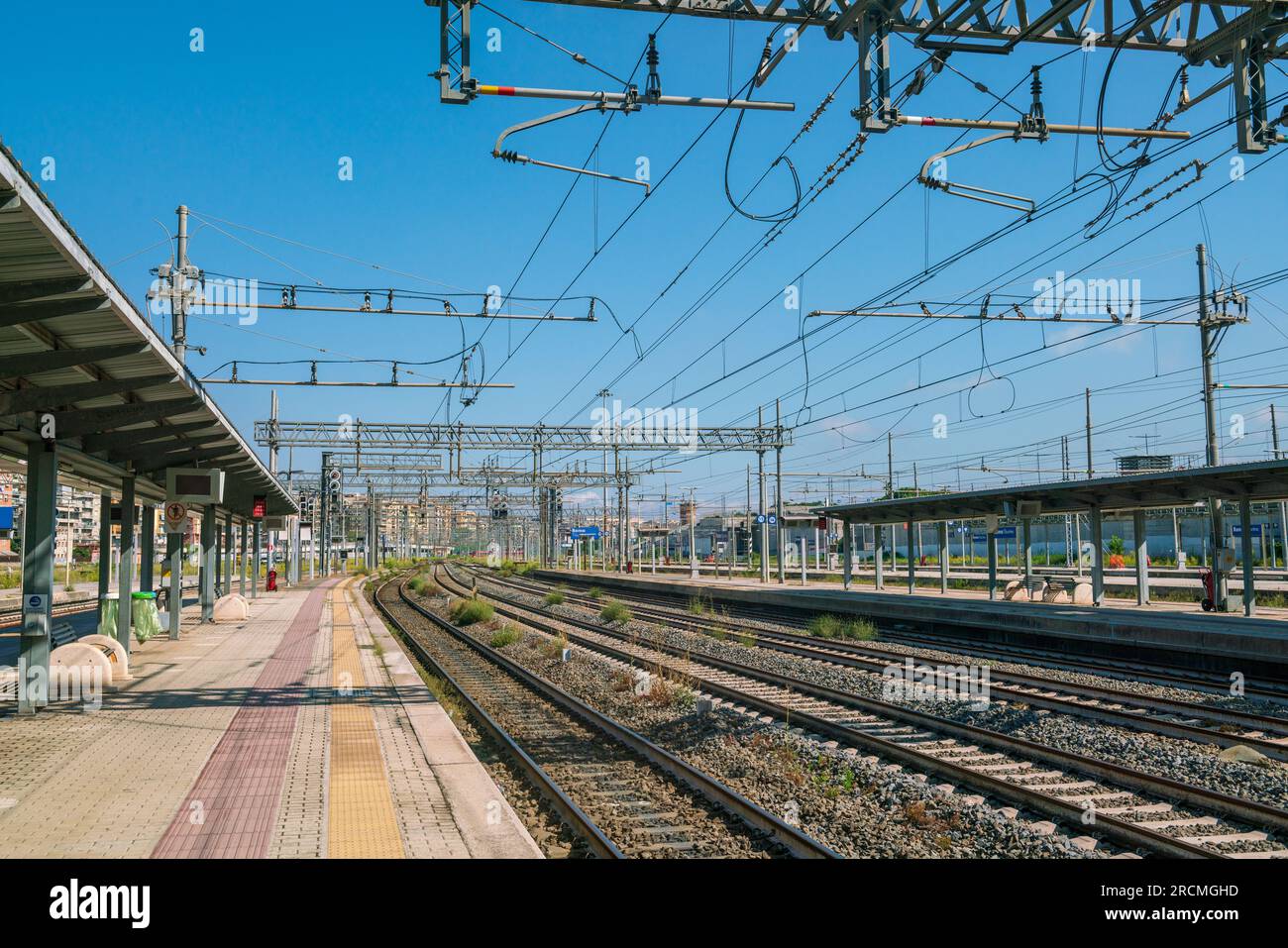 transport, Rome Termini railway station, trains passing on the rails in ...