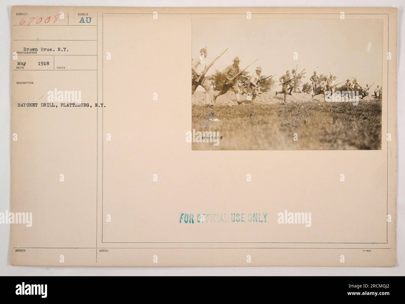 Soldiers participating in bayonet drill during training at Plattsburg, New York. The drill was ...