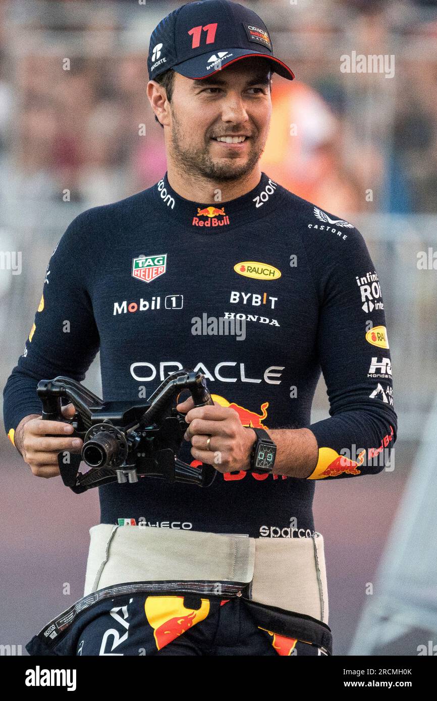 F1 driver Checo Perez drives the 'Red Bull RB7 (2011)' single-seater ...