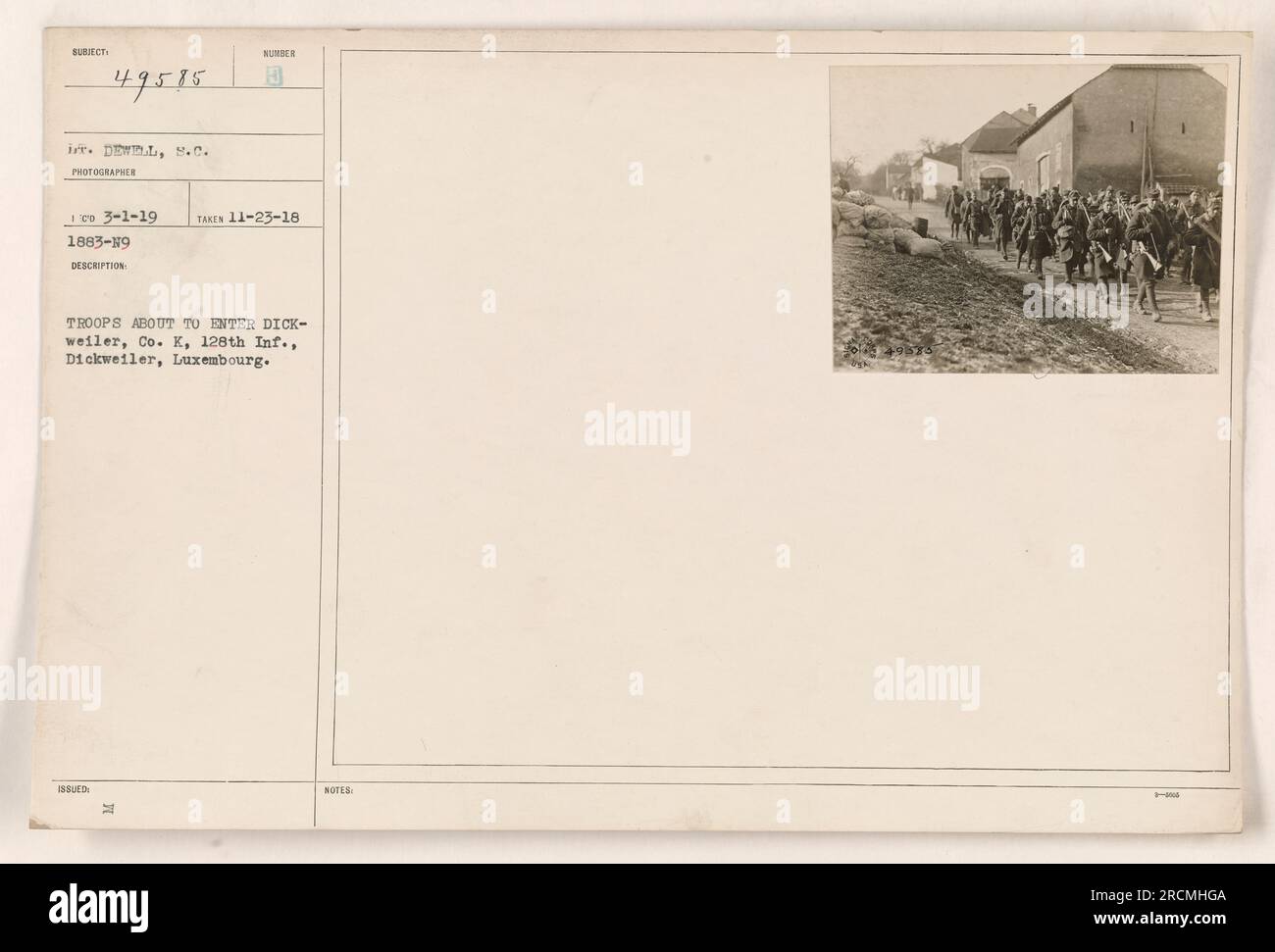 128th infantry regiment entering dickweiler hi-res stock photography ...