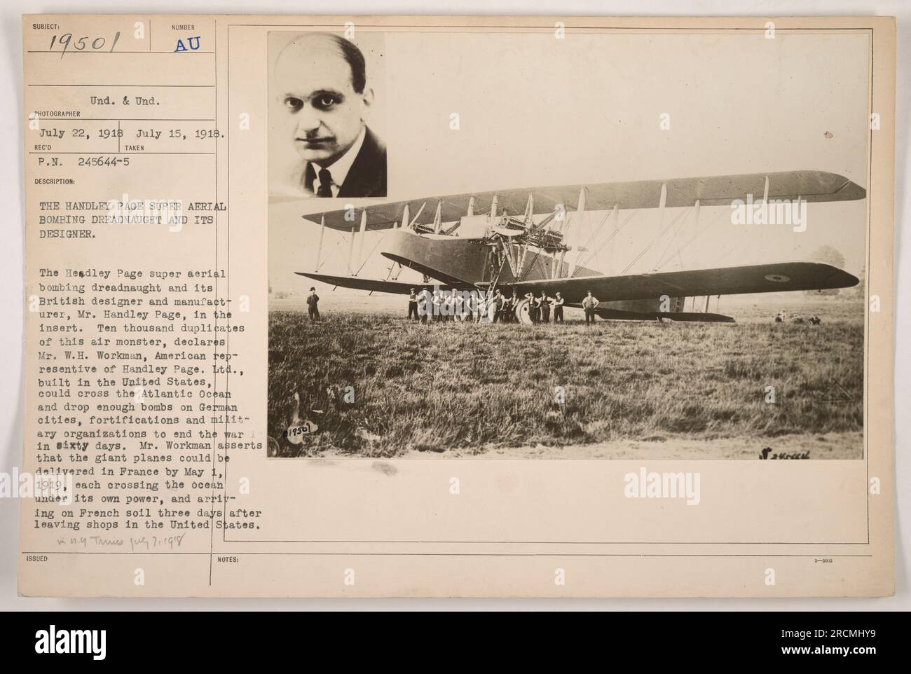 The Handley Page super aerial bombing dreadnaught and its British ...