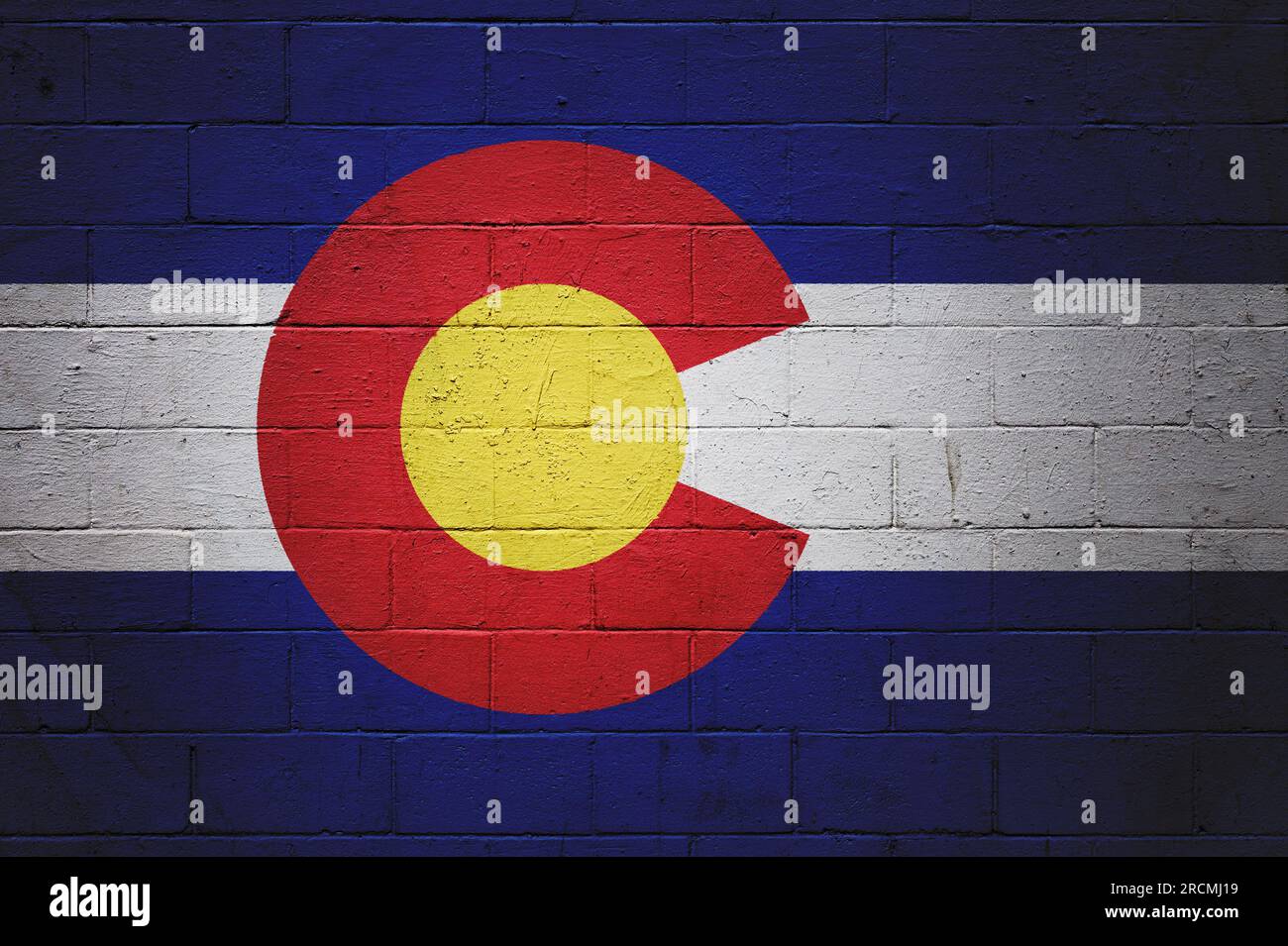 Flag of Colorado painted on a cinder block wall Stock Photo - Alamy
