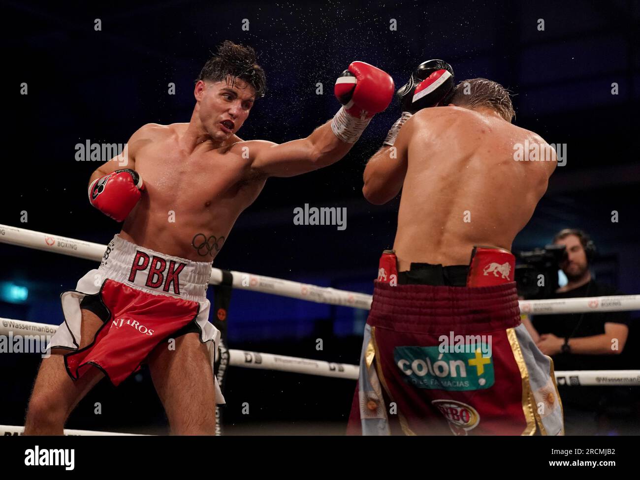 Gabriel Corzo (right) and Josh Kelly in action during the WBO ...