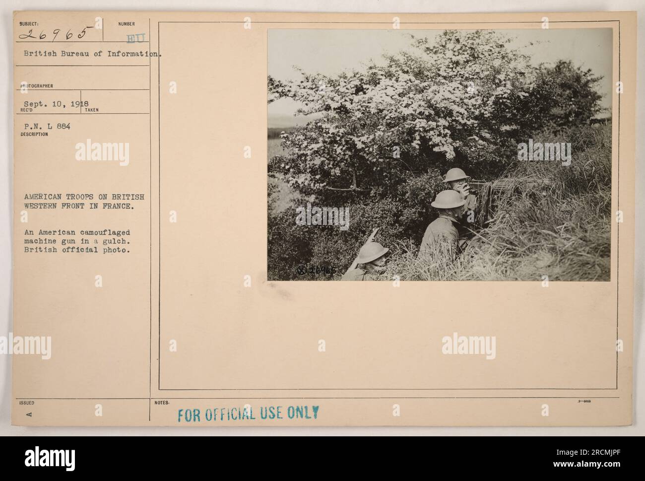 American soldiers hiding and camouflaging a machine gun in a gulch on ...
