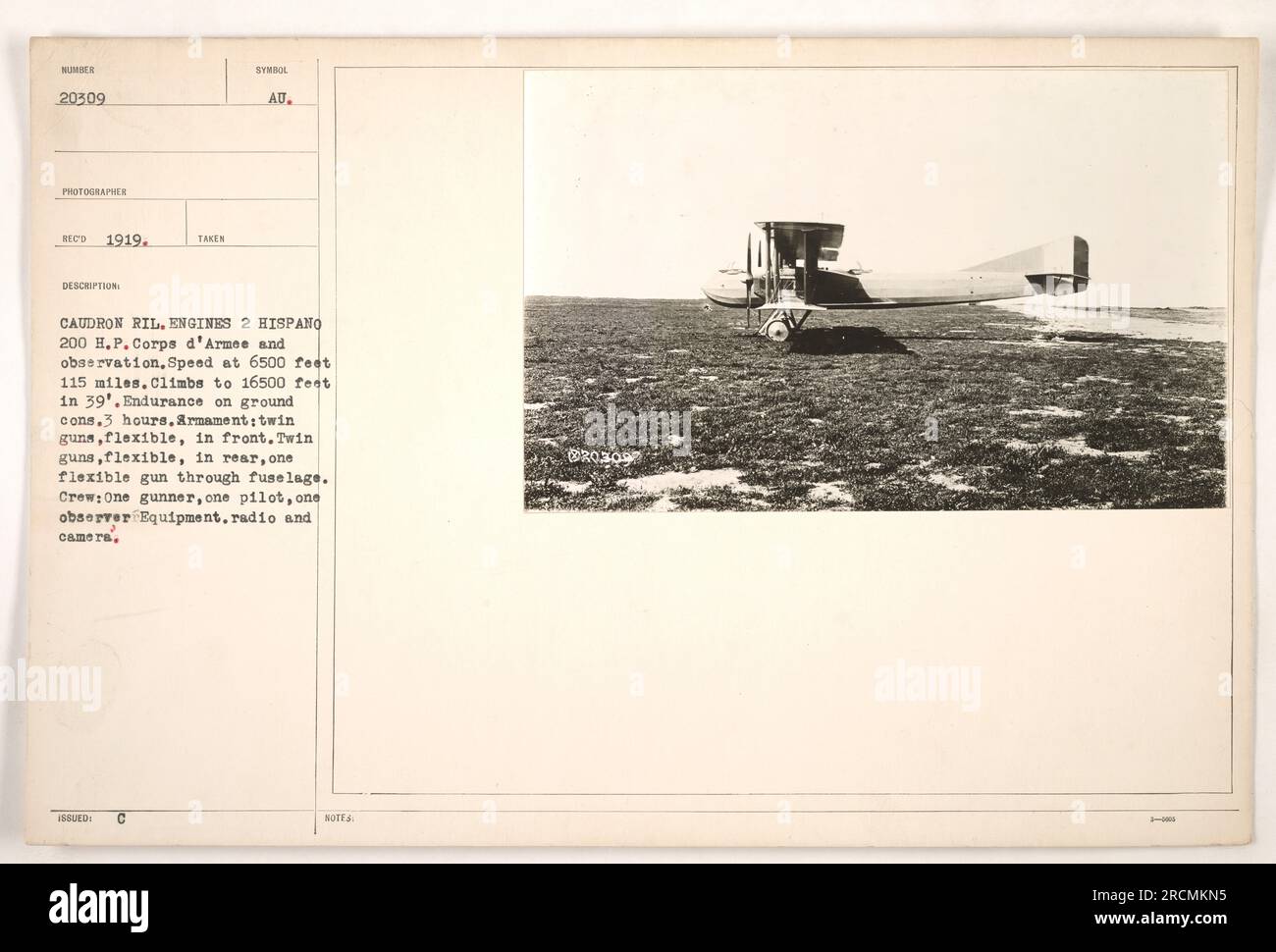 Caudron R11, also known as Caudron Ril, is a military aircraft with two ...