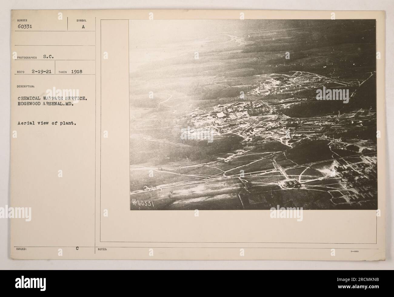 Aerial view of Plant Number 60331, depicting the Chemical Warfare ...