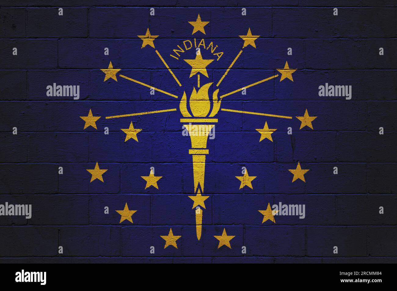 Flag of Indiana painted on a cinder block wall Stock Photo - Alamy