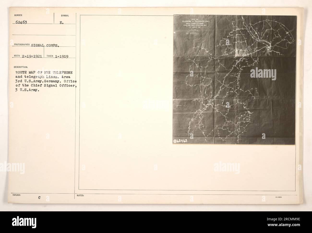 Route map displaying the telephone and telegraph lines utilized by the ...