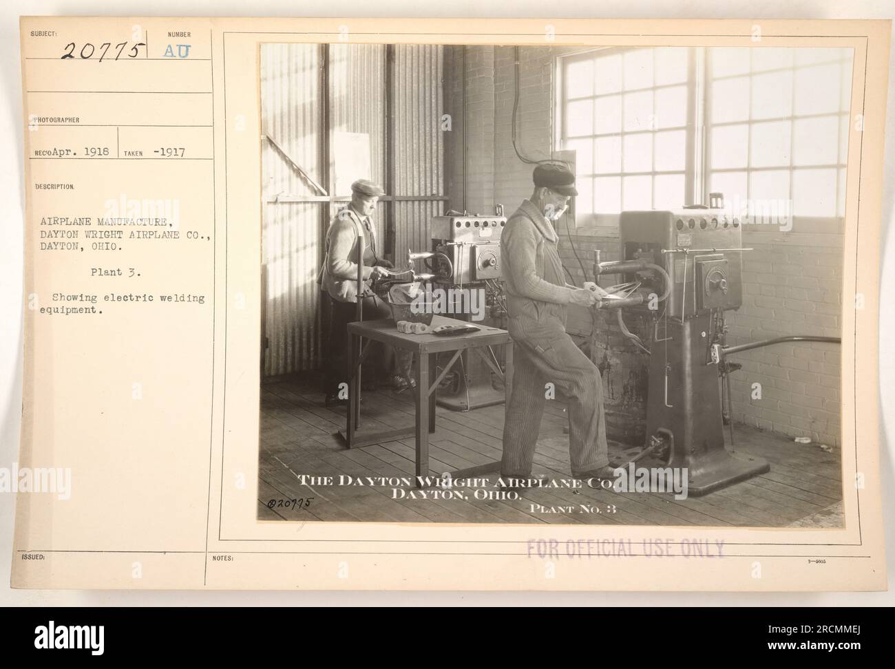 Image shows a view of Plant 3 at the Dayton Wright Airplane Company in ...