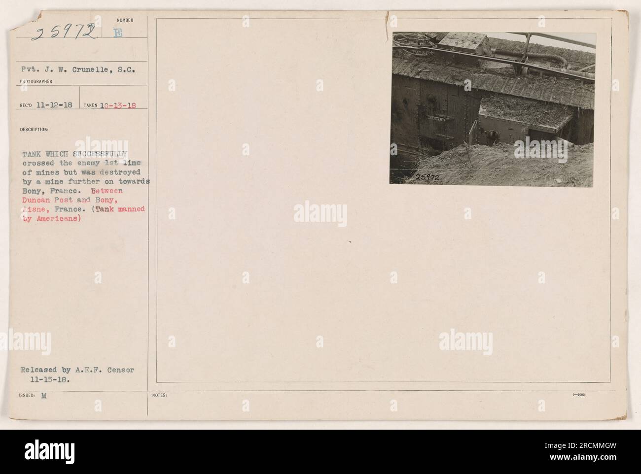 Caption: Pvt. J. W. Crunelle of the Signal Corps captured this ...