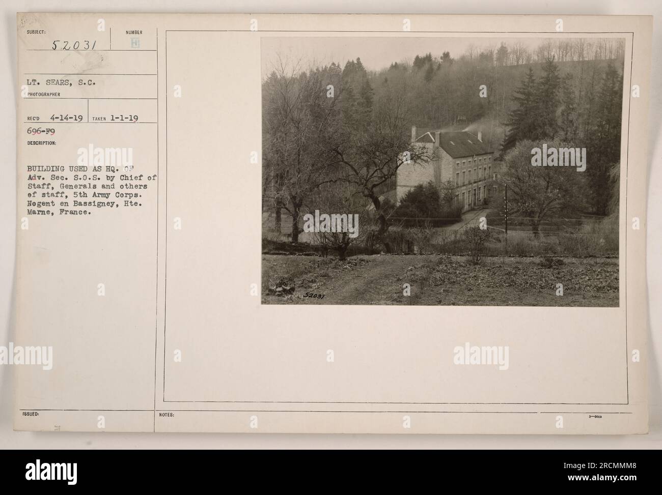 5th Army Corps Headquarters in Nogent-en-Bassigney, France. Building ...