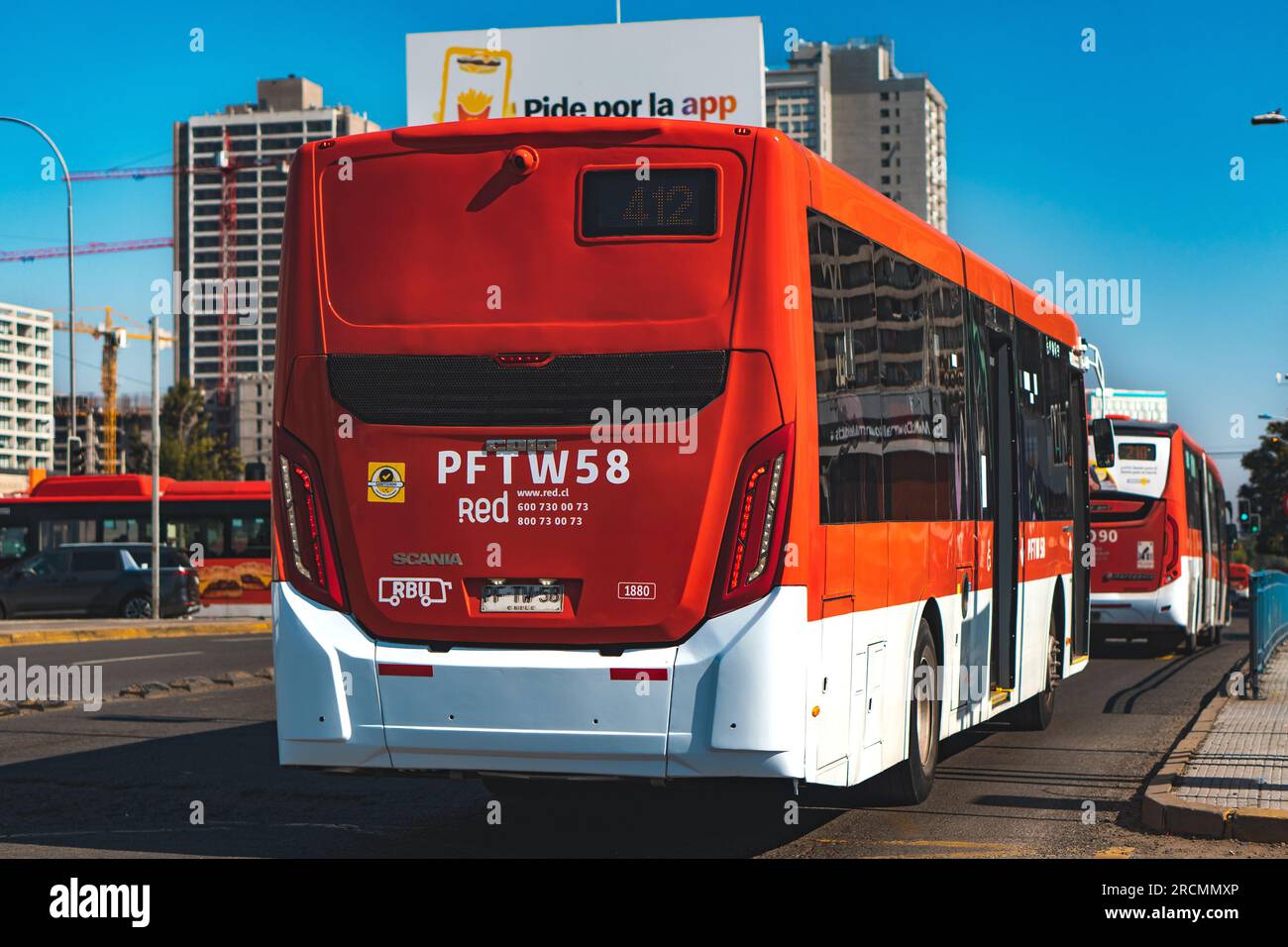 Santiago, Chile - May 02 2023: A public transport Transantiago, or Red ...