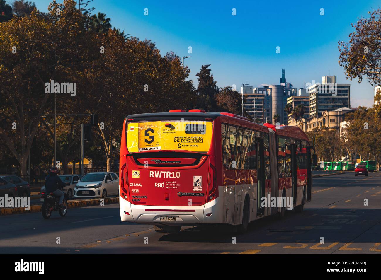 Santiago, Chile - May 02 2023: A public transport Transantiago, or Red ...