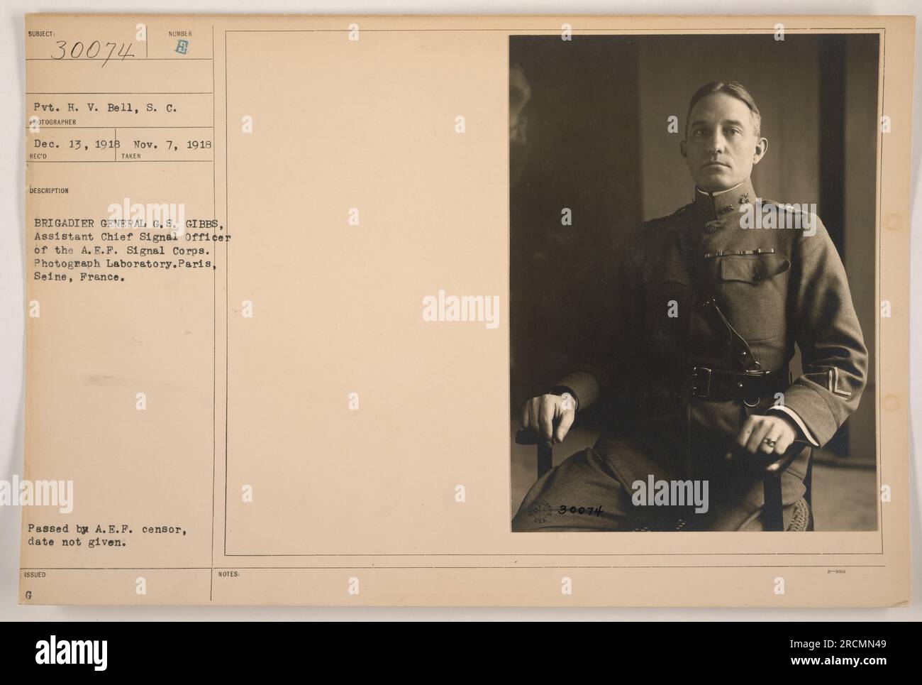 Pvt. H. V. Bell of the Signal Corps took this photograph on November 7 ...