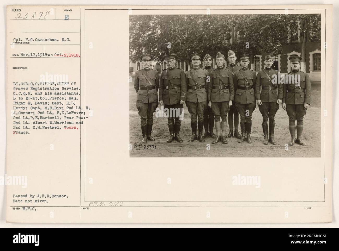 This photograph shows Lt. Col. C.C. Pierce, Chief of Graves ...