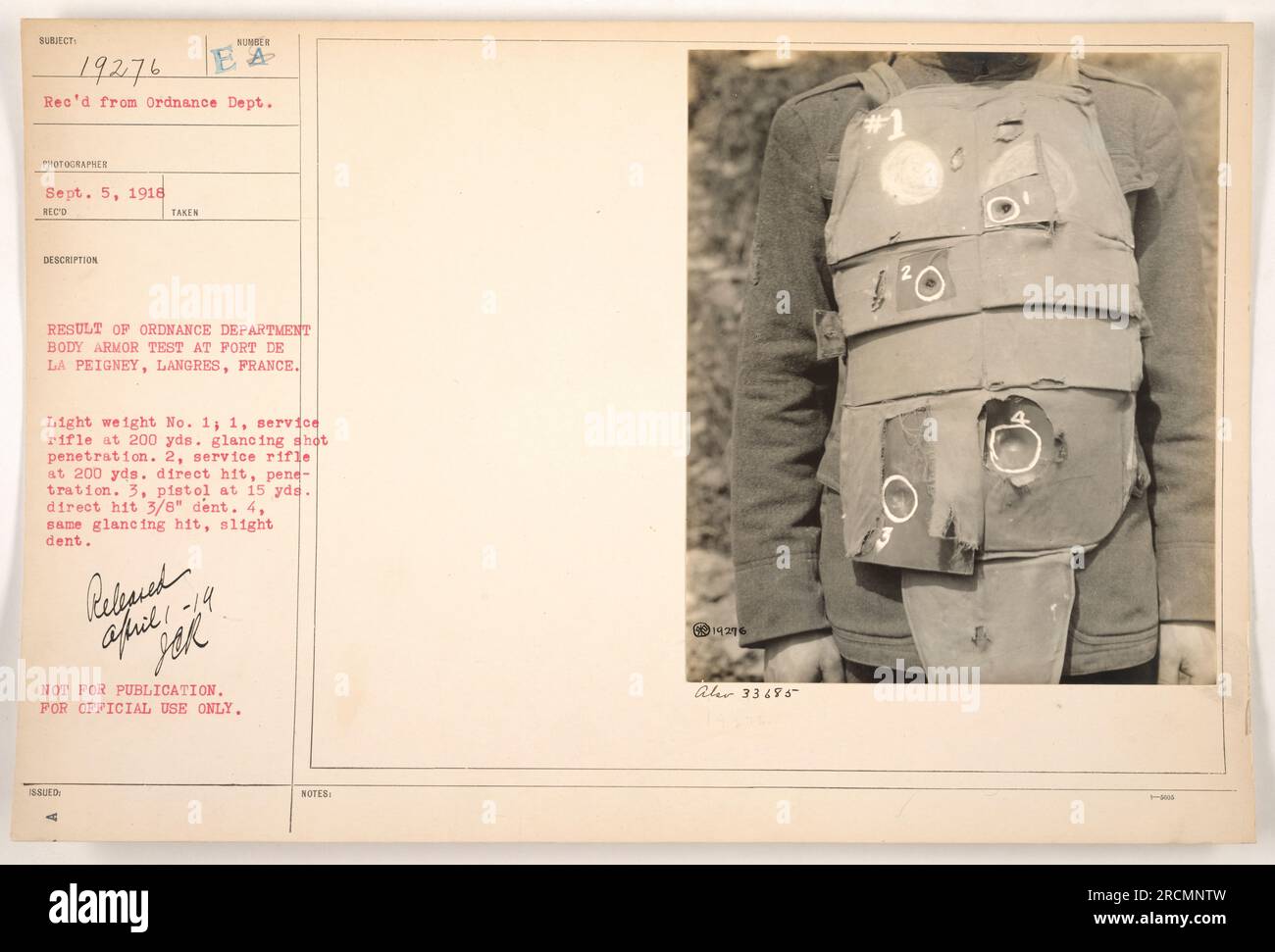 "Factual caption: Image shows the results of an Ordnance Department ...