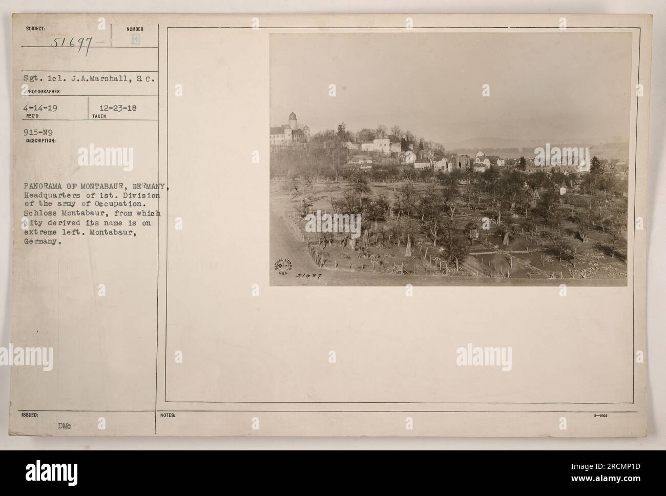 "Panorama of Montabaur, Germany showing the Headquarters of the 1st ...