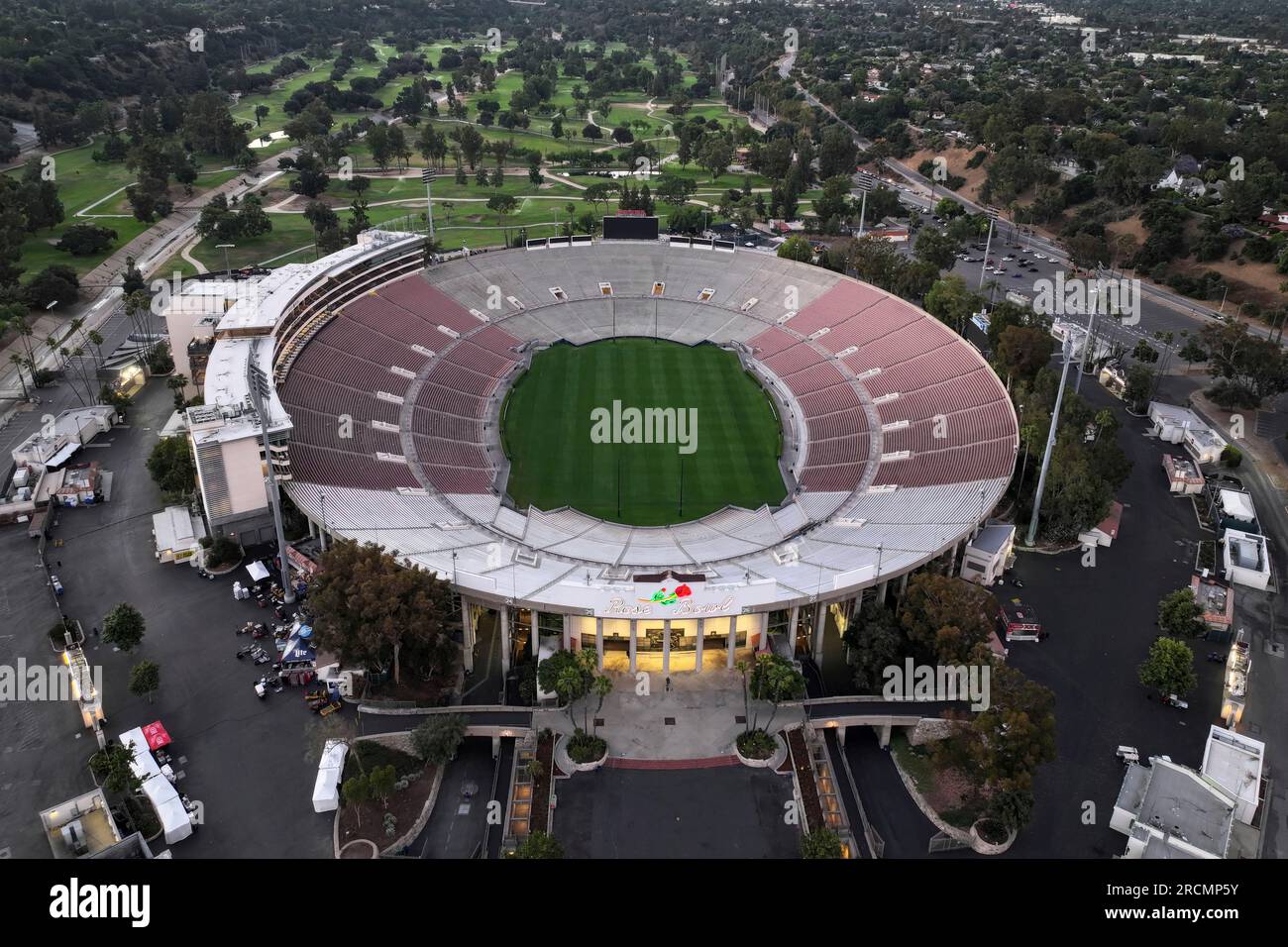 A general overall aerial view of the Rose Bowl with the stadium field ...