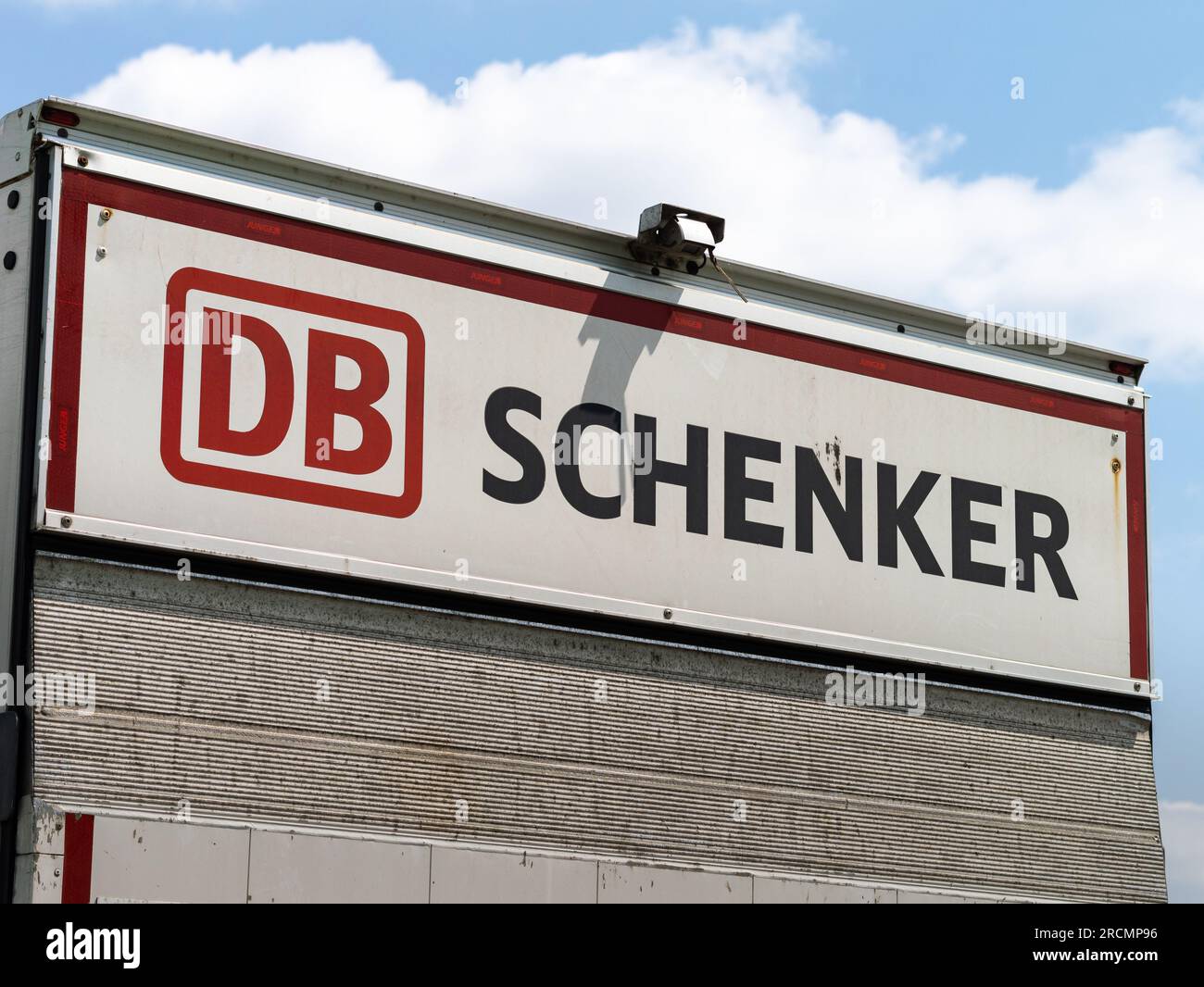 DB Schenker logo on a white truck. The logistics business belongs to ...