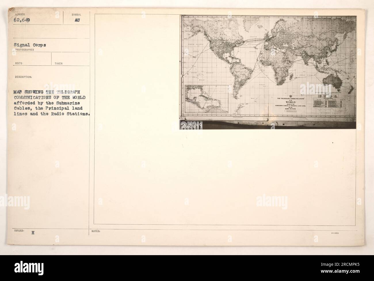 Map depicting the global telegraph communications network during World ...