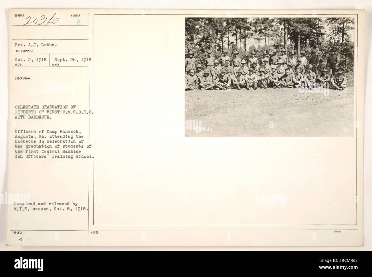First central machine gun officers training school hi-res stock ...