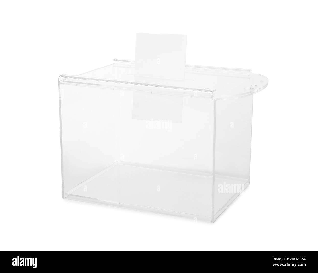 Transparent ballot box with vote isolated on white Stock Photo - Alamy