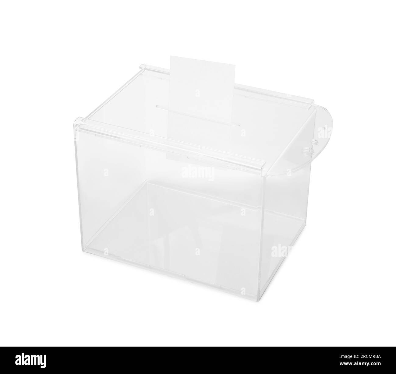 Transparent ballot box with vote isolated on white Stock Photo - Alamy