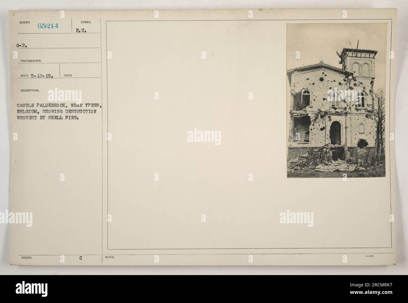 Castle Palderhock near Ypres, Belgium, showing the destruction caused ...