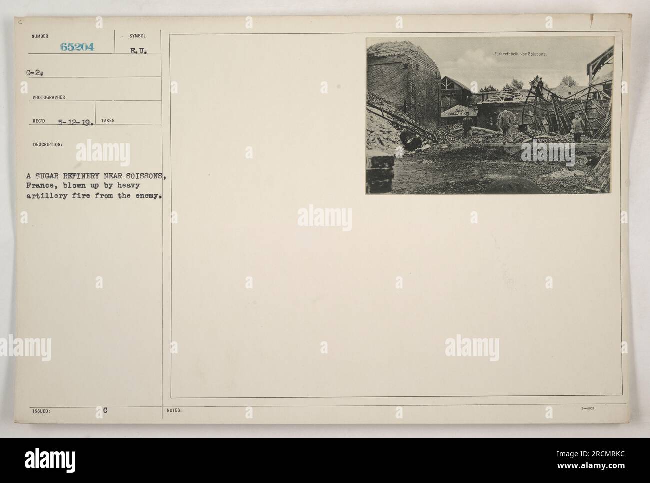 A sugar refinery near Soissons, France, destroyed by heavy artillery ...