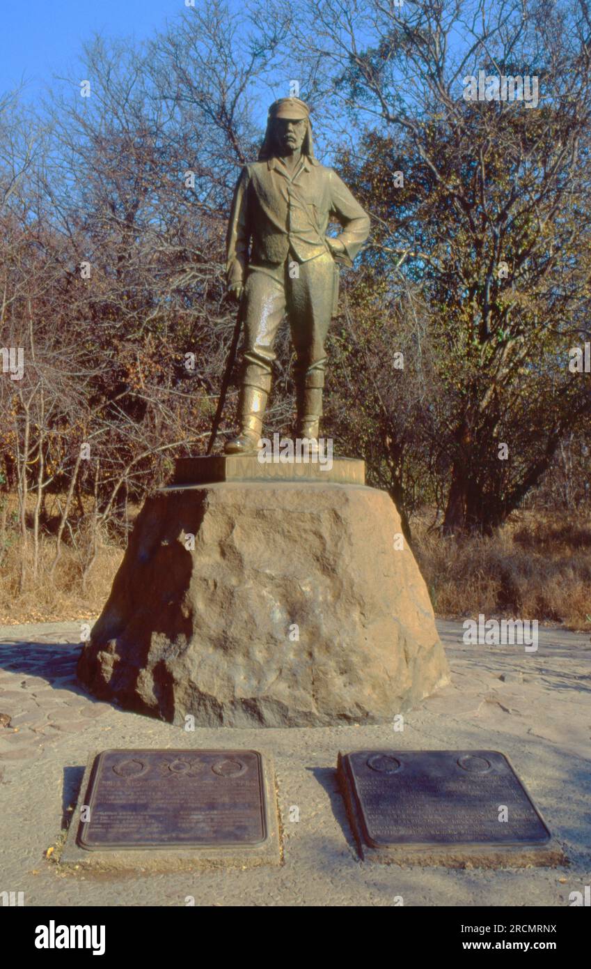 Statue of David Livingston on the Zimbabwe side of Victoria Falls ...