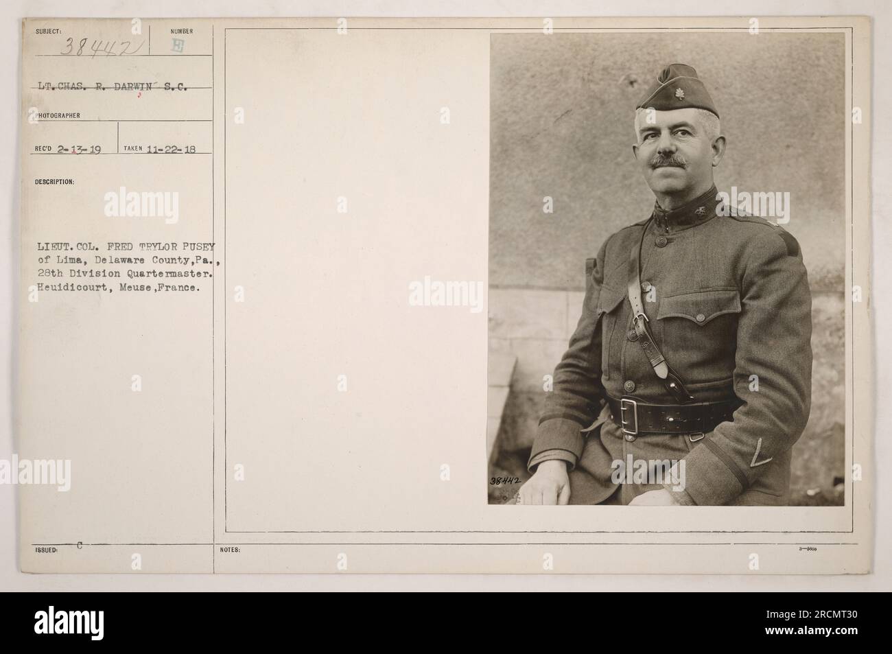 Portrait of Lieutenant Colonel Fred Taylor Pusey, Quartermaster of the ...