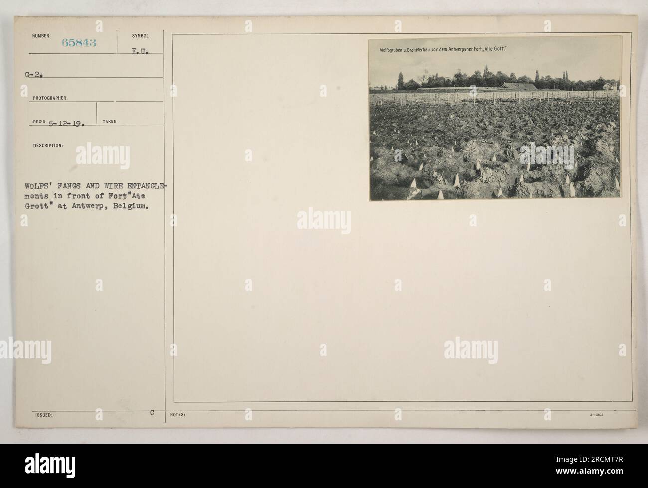 Wire entanglements and wolfs' fangs are seen in front of Fort "Ate ...