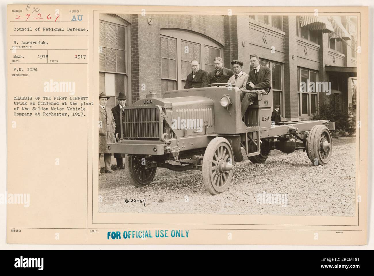 Chassis of the First Liberty truck as completed at the Seldón Motor ...