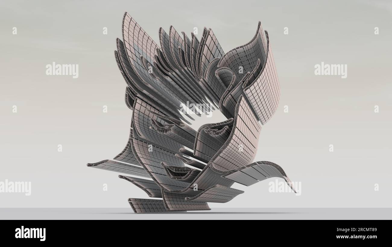 3D architectural illustrated representation of a woman's face ...