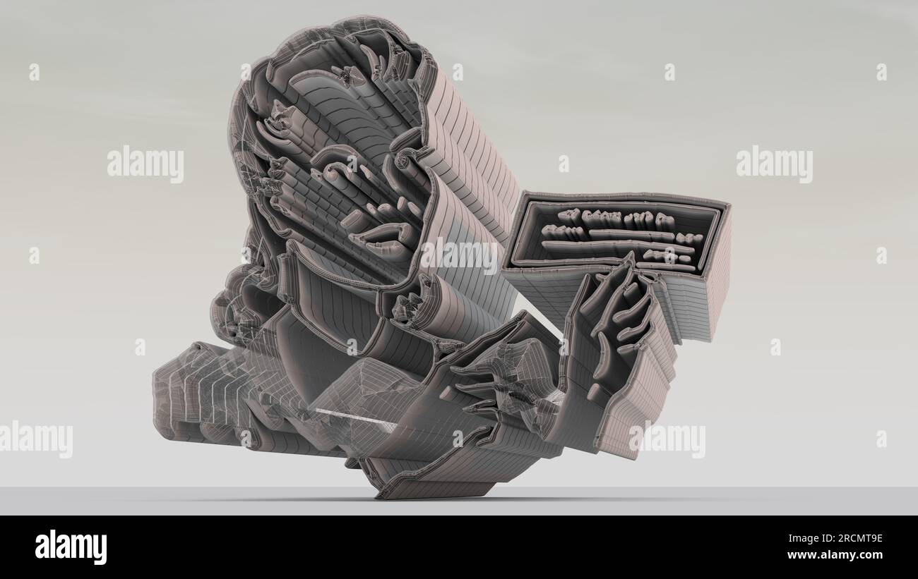 3D architectural illustrated representation of a woman's face ...