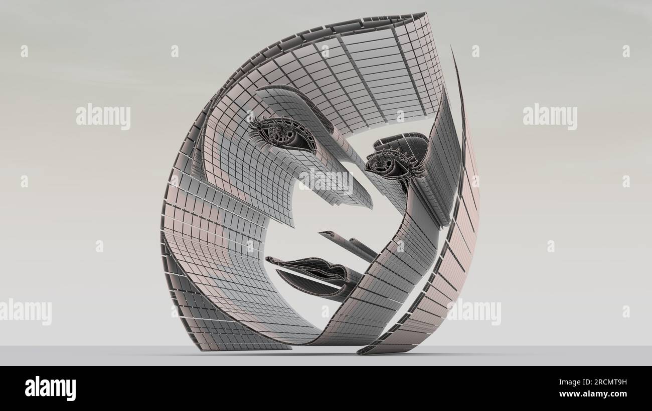 3D architectural illustrated representation of a woman's face ...