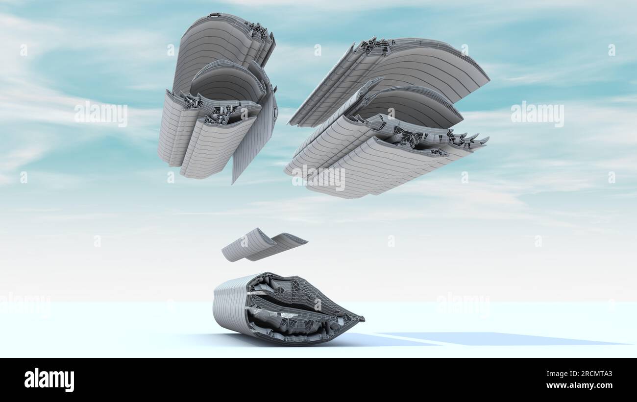 3D architectural illustrated representation of a woman's face ...