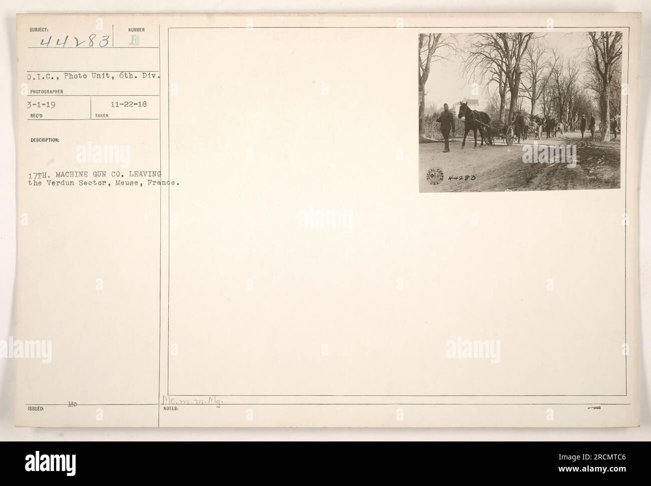 Soldiers from the 17th Machine Gun Company leaving the Verdun Sector in ...