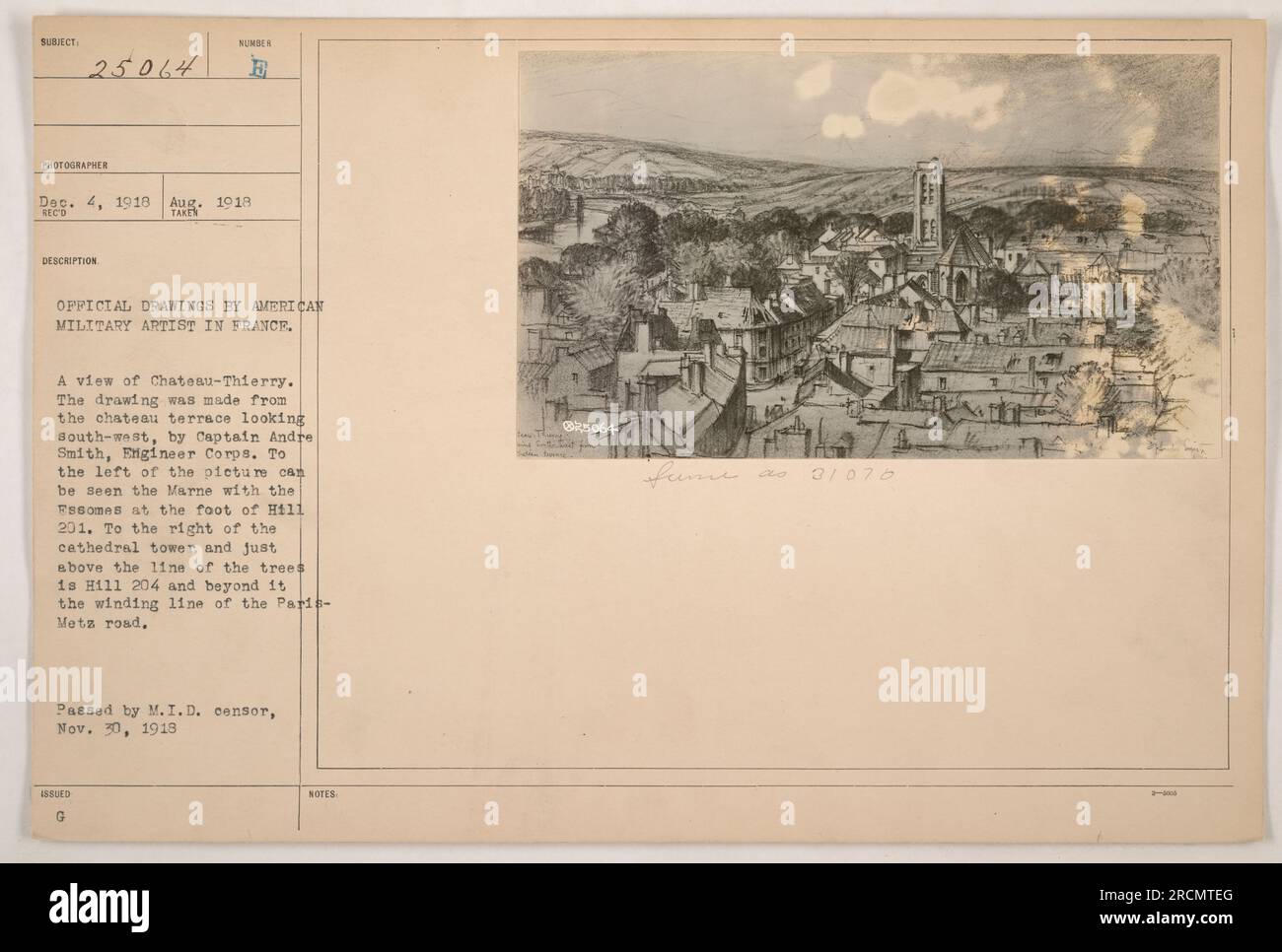 A photograph of Chateau-Thierry taken in August 1918 by Captain Andre ...