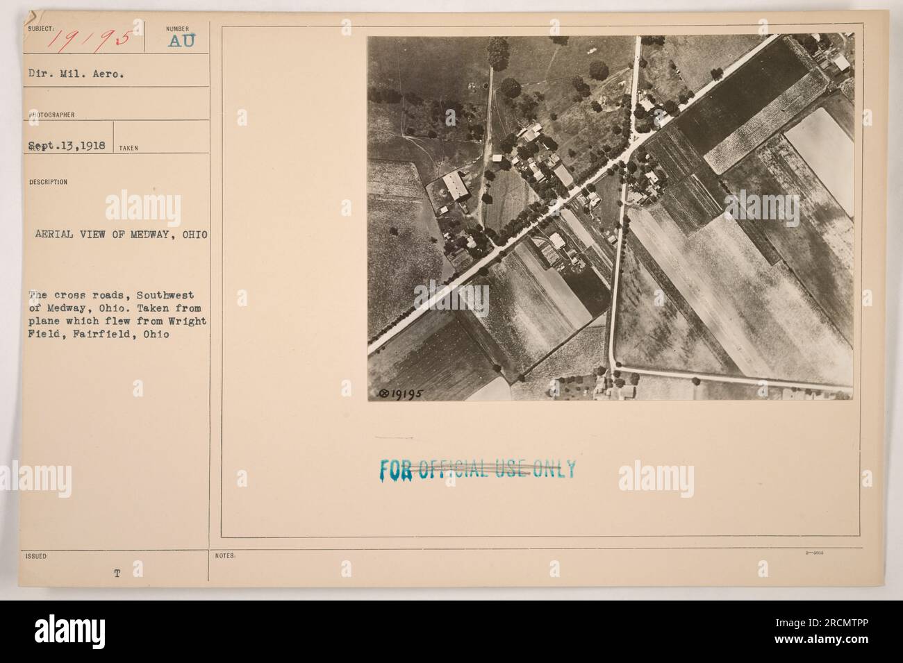 Aerial view of Medway, Ohio. This photo captures the crossroads located ...
